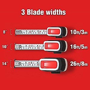 Kapro - 510 Optivision Imperial Magnetic Tape Measure - Self-Locking Blade and End Hook - Features Dual Colored and Double-Sided Printing - Nylon Heavy-Duty Blade - Metric + Imperial - 26 Feet