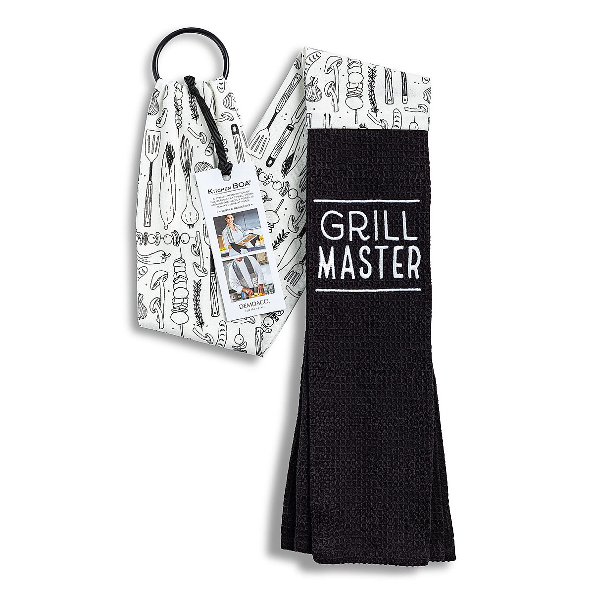 DEMDACO Grill Master Black and White 69 inch Cotton Polyester Fabric Boa Dish Towel