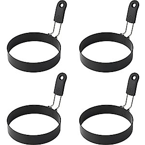 Egg Rings 3.5 Inch Stainless Steel Nonstick Egg Ring, Set of 4 Egg Rings for Frying Eggs, Round Cooking Egg Pancake Mold Egg Mold for Griddle