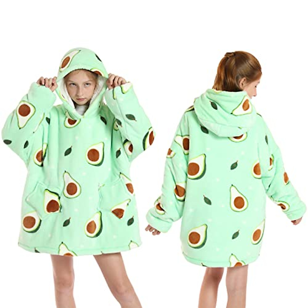 Darrenvan Women Wearable Blanket Hoodie: Oversized Hooded Blanket Sweatshirt Large Pocket Super Soft Warm Comfortable Adults Pajamas Butyrospermum Parkii