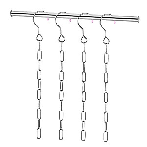 Andiker 4 Pack Clothes Hangers Closet Organizers and Storage, Metal Space Saving Hanger Chains with 10 Slot, Cascading Hangers Wardrobe Clothes Organizers (Sliver)