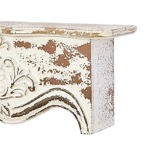 Deco 79 Wood Scroll 1 Shelf Wall Shelf, 28" x 6" x 9", Brown