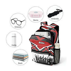 CUXWEOT Cheer Cheerleaders Red Black Backpack Personalized Name Waterproof Casual Shoulder Book Bag