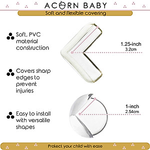 Acorn Baby Clear Corner Guards - 20pk Round and Square Baby Corner Protectors Baby Proofing Corner Guards with Adhesive
