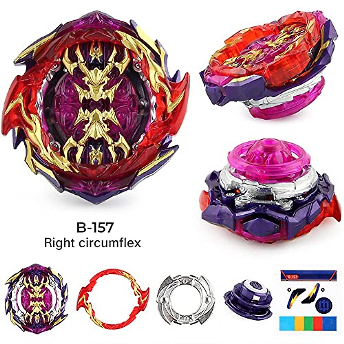 JIMI Bey Battling Top Blade Battle Set, 6 Burst Spinning Tops 1 Launcher Grip Starter Combat Game, Toy Gift for Kids Boys Ages 6 7 8 9 10 11 12+