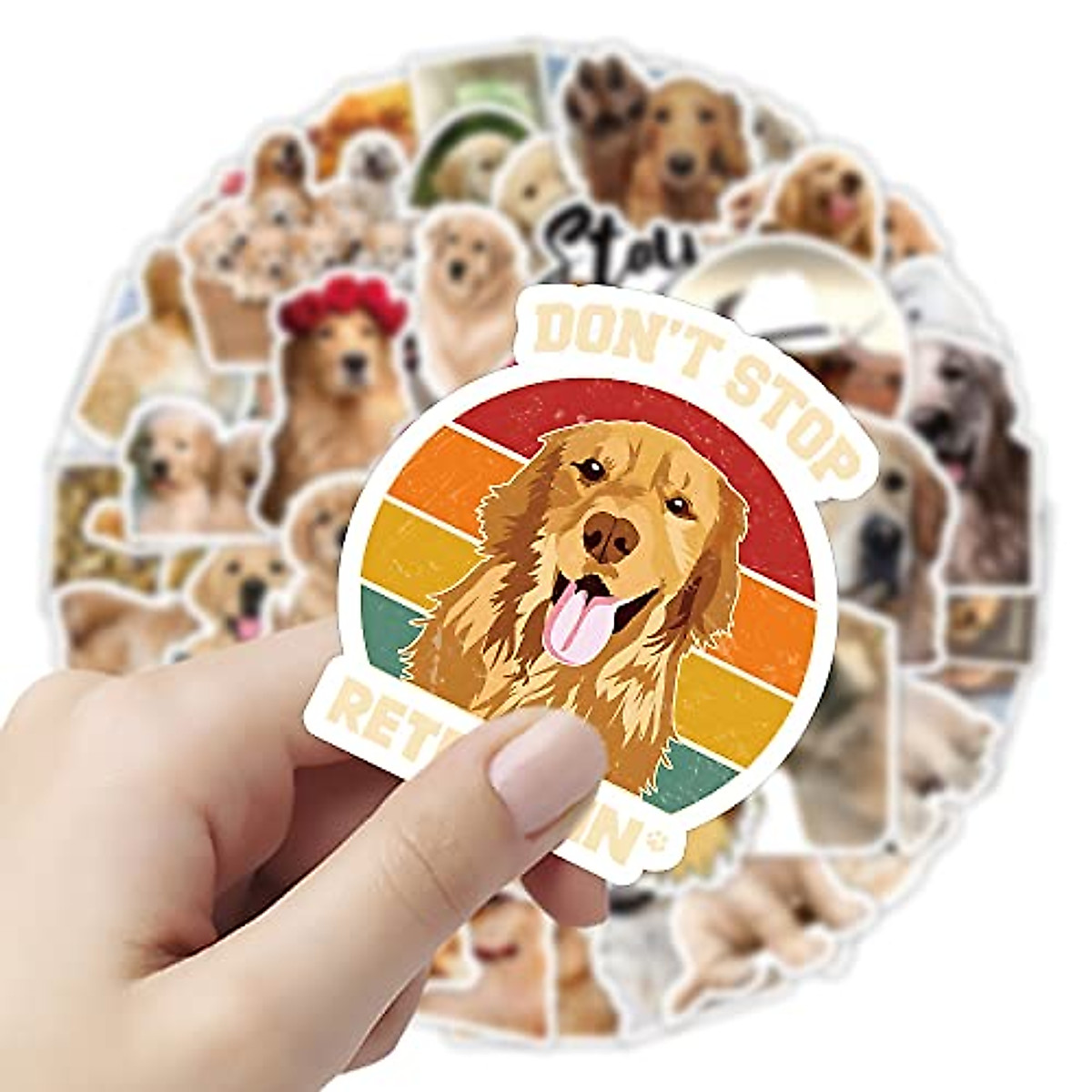 Cute Golden Retriever Dog Stickers, 55 PCS Puppy Stickers Vinyl Gifts for Laptops Water Bottles Skateboards, Kids Boys Girls Teens Party Decoration Decals (Golden Retriever)