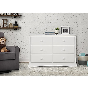 Delta Children Bentley Six Drawer Dresser, White, 49" width x 19" depth x 33.50" height