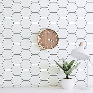 Fiula Hexagon White Wallpaper Peel and Stick Wallpaper 197” ×17.3” Removable Wallpaper Self Adhesive Wallpaper White and Grey Wallpaper Modern Wall Paper Decor Shelf Liner Vinyl Wallpaper