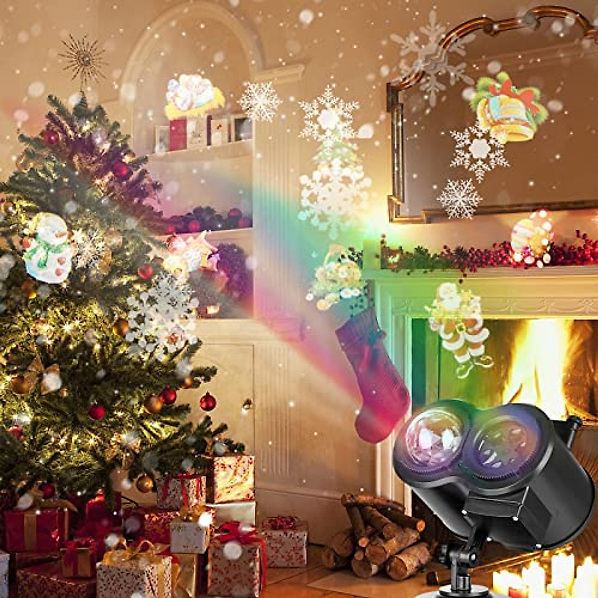 Projector Lights Outdoor Indoor Decoration with Remote Control, 3D Ocean Wave & Patterns Effect 2-in-1, 16 Effects Cards for Valentine's Day Holiday Party Decor
