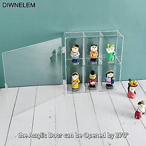 DIWNELEM Acrylic Display Case Cabinet Stand 6 Compartments Storage Box Display Showcase Shelf for Toys Rock Stone Collectibles & Mini Figure Action (7.5 * 2.1 * 8 inch)