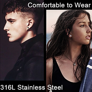 FIBO STEEL 6 Pairs Titanium Screw Back Earrings for Men Women Surgical Stainless Steel Stud Earrings Hypoallergenic Multicolor Double Side Earrings Piercing Sleeper Studs Jewelry 6mm Round CZ