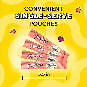 Temptations Creamy Puree with Salmon Lickable, Squeezable Cat Treats, 0.42 Oz Pouches, 16 Count