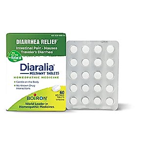 Boiron Diaralia Tablets for Diarrhea Relief, Gas, Bloating, Intestinal Pain, and Travler's Diarrhea - 60 Count