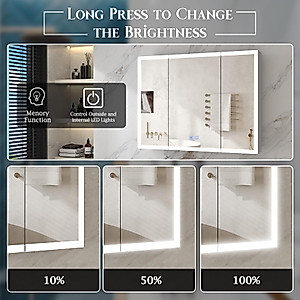 LALAHOO Lighted Medicine Cabinet with Mirror 31.50 X 24 Large 3 Doors Medicine Cabinets for Bathroom with Lights, Surface Mount Medicine Cabinet with Shelves, Storage Organizer, Defog,Dimmer