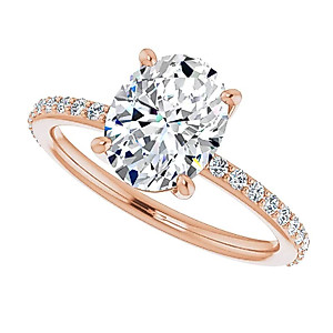 10K Solid Rose Gold Handmade Engagement Ring 1 CT Oval Cut Moissanite Diamond Solitaire Wedding/Bridal Ring for Women/Her Propose Ring Set (5)