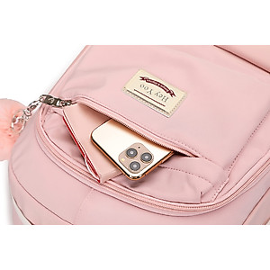 Hey Yoo Backpack for Girls Bookbag Cute School Bag College Middle High Elementary School Backpack for Teen Girls (Pink)