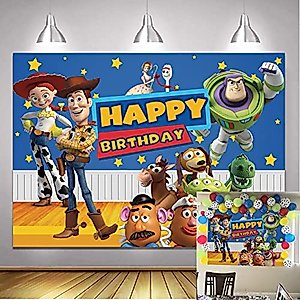 Cartoon Story Backdrop for Kids Birthday Party Cake Table Backdrop Cartoon Story Theme Party Decoration Backdrop Studio Booth Props Backdrop 5X3FT