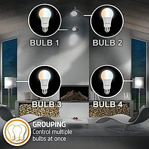 Energizer Connect Smart A19 LED Multi White Light Bulb with Voice Control and Remote Access Through Your Smartphone | Compatible with Alexa and Google Assistant, 4 Pack
