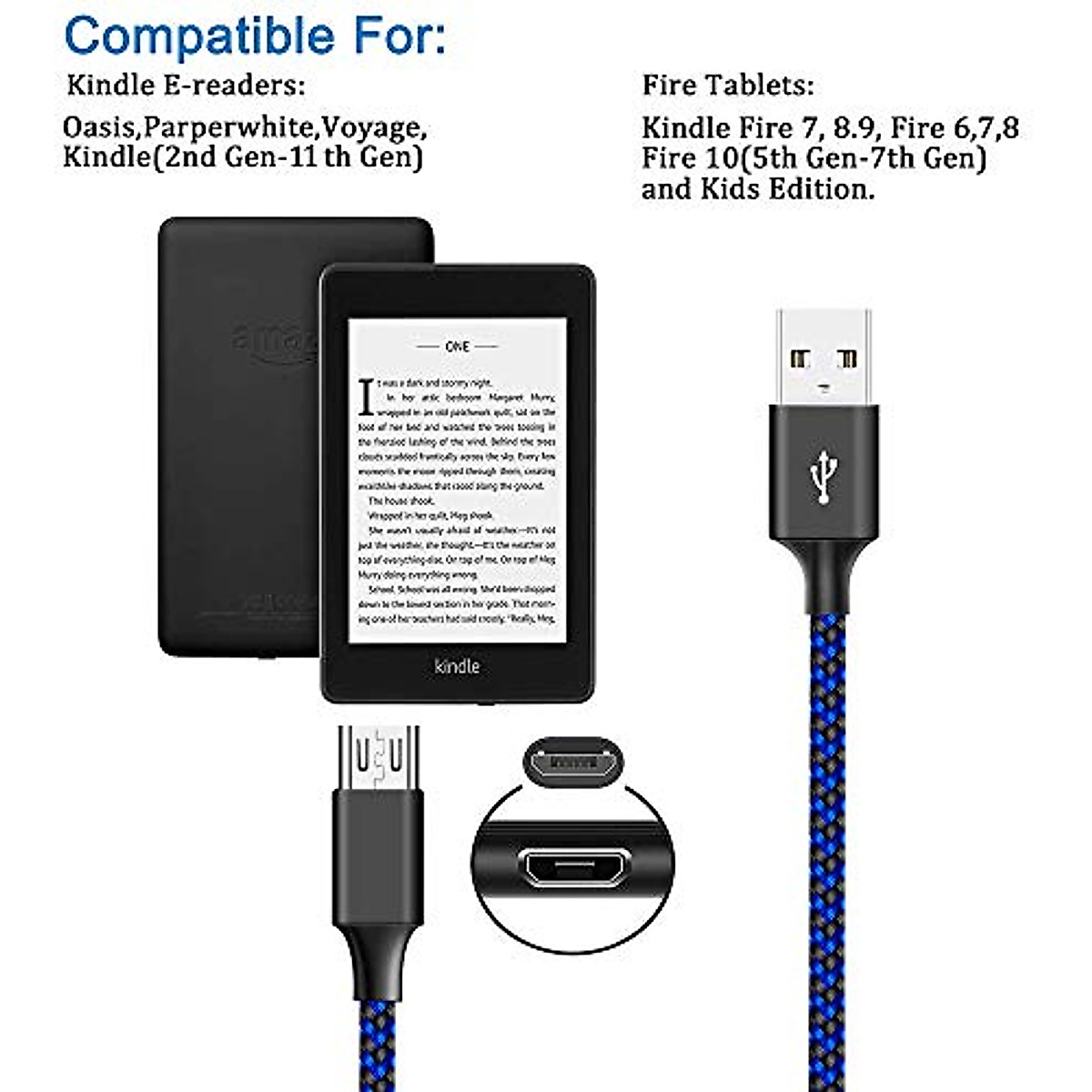 Micro USB Charging Cable 6FT Compatible with Fire HD HDX Tablet 7 8 10,Fast PS4 Charger Cord for Xbox One S/X/Elite,Playstation 4,PS4 Pro/Slim,Samsung S7/S4/J7/J3.Android Cord for Kindle,LG,HTC,Moto