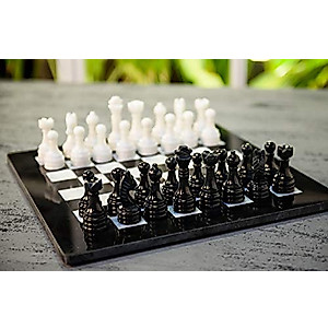RADICALn 15 Inches Handmade Marble Black and White Weighted Full Chess Game Set with Storage Box Chess Sets for Adults