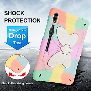 VOFUOE for Samsung Galaxy Tab S9 Plus Case 2023 12.4 Inch with Screen Protector, Butterfly Stand Hard Tablet Cover Shoulder Strap Pencil Holder Kids Girls for Galaxy Tab S9+ SM-X810/X816B/X818U-Pink