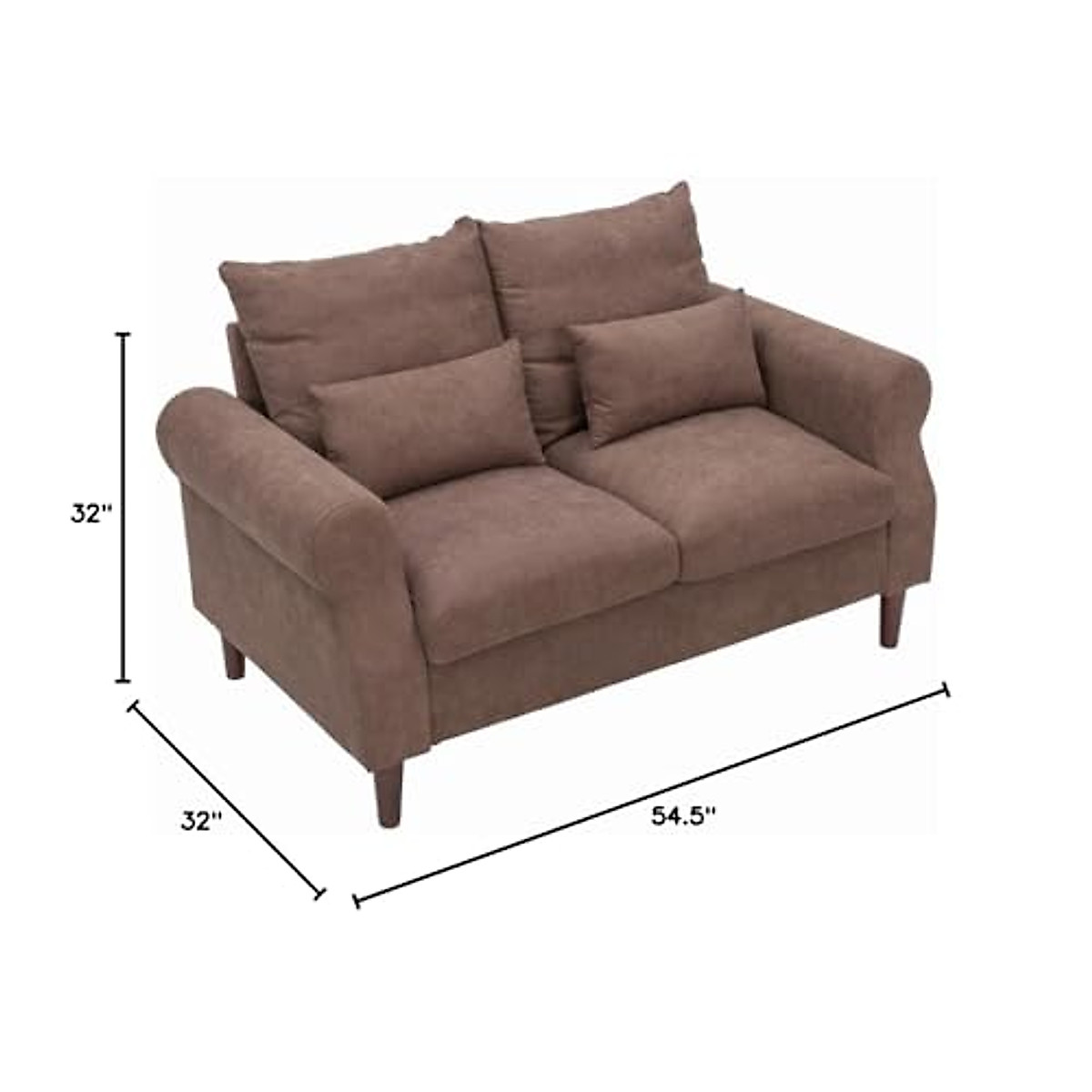 Panana 2 Seats Love Seat for Living Room Modern Brown Linen Fabric Couch 2 Seat Sofa for Apartment and Small Space (Brown, 2 Seater)