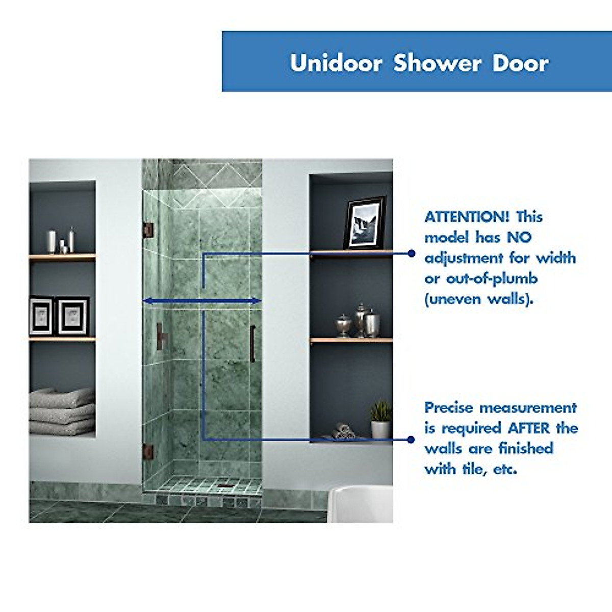 DreamLine Unidoor 23 in. W x 72 in. H Frameless Hinged Shower Door in Satin Black, SHDR-20237210F-09