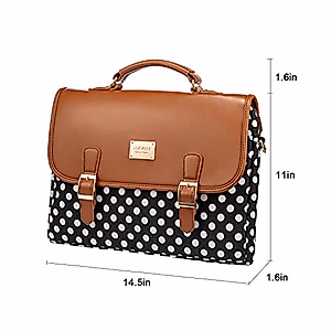 LOVEVOOK Computer Bag Laptop Bag for Women Cute Laptop Messenger Bag for Work College, Polka-Brown, 14-Inch