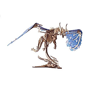 UGEARS Windstorm Dragon 3D Puzzle - Self-Assembly 3D Wooden Puzzles for Adults and Kids - Realistic 3D Dragon Puzzle Wood Model Kit with Rubber Band Motor - Laser-Cut Wooden Puzzle Mechanical Toy