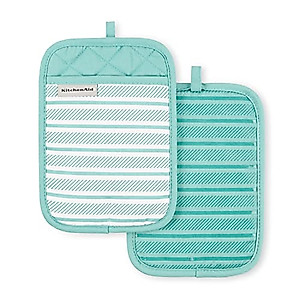 KitchenAid Albany Pot Holder 2-Pack Set, Aqua Sky, 7"x10"