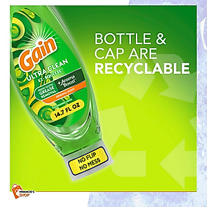 Gain EZ-Squeeze Dishwashing Liquid Dish Soap + Includes Venancio’sfridge Sticker and Cleaning Sponge (Original Scent 14.7 fl oz – Pack of 1)