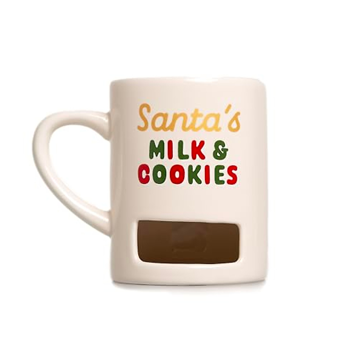 Pearhead Santa's Milk & Cookies Christmas Mug, Holiday Novelty Coffee Mug with Slot for Cookies, Holiday Home Décor, Microwave And Dishwasher Safe, Santa’s Milk & Cookies Mug, 9 Oz