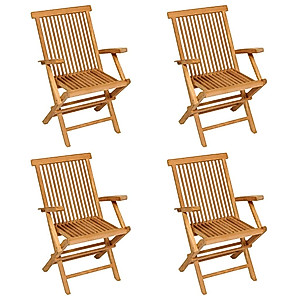 vidaXL Solid Teak Wood Patio Dining Set 5 Piece Garden Outdoor Balcony Backyard Dinner Wooden Table and Chair Foldable Folding Camping