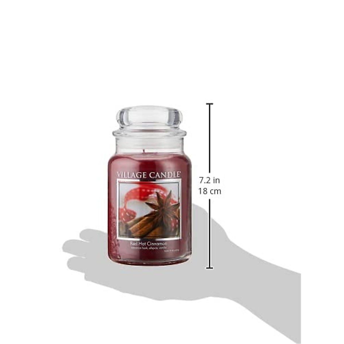 Village Candle Red Hot Cinnamon Large Glass Apothecary Jar Scented Candle, 21.25 oz, 21 Ounce