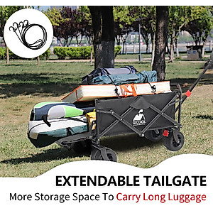 GICOOL Beach Wagon Collapsible Heavy Duty Folding Wagon Cart with Big Wheels & Brake, Large Capacity Folding Utility Wagon Cart, for Pet Sand Outdoor Camping Garden Works Shopping