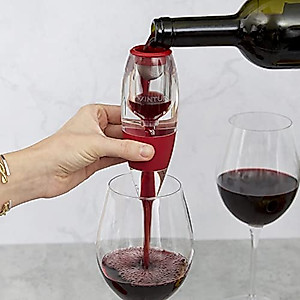 Vinturi Red Wine Aerator Pourer and Decanter Enhances Flavors with Smoother Finish, Includes No-Drip Base, Red