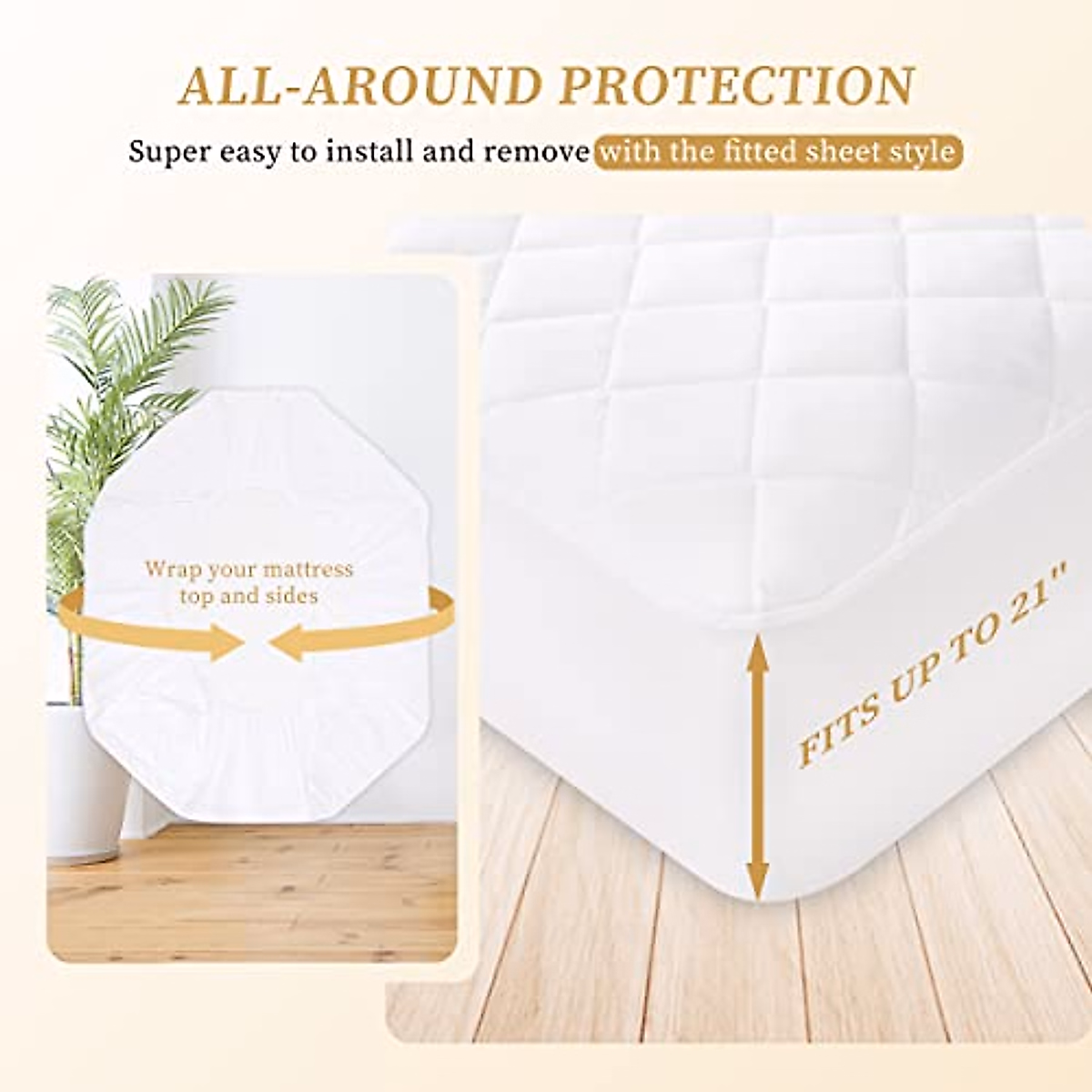 Bundle Safe and Sound Waterproof Quilted Mattress Pad + Waterproof Quilted Mattress Pad （White ＆ Grey）