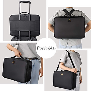 Relavel Makeup Bag Travel Makeup Train Case Large Cosmetic Case Professional Portable Makeup Brush Holder Organizer and Storage with Adjustable Dividers (black L)