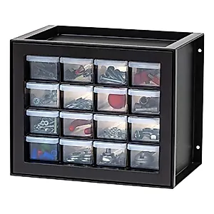 IRIS USA 16 Drawer Small Parts and Hardware Organize Cabinet, Black