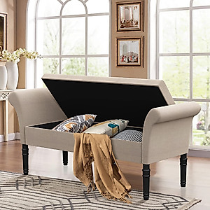 Changjie Furniture Modern PU Leather Storage Bench Tufted Bed Bench Entryway Bench with Storage for Living Room Bedroom (Tan)