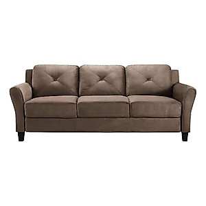 BOWERY HILL Microfiber Sofa Couch in Brown
