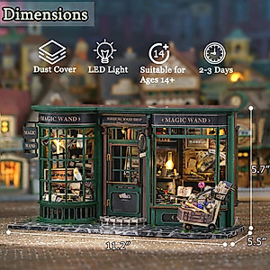 TuKIIE DIY Miniature Dollhouse Kit with Furniture, 1:24 Scale Creative Room Opened & Closed Movie Inspired Wooden Doll House Plus Dust Proof for Kids Teens Adults(Magical Wand Shop)