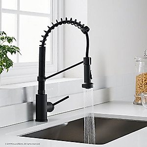 Kraus KPF-1610MB Bolden 18-Inch Commercial Kitchen Faucet with Dual Function Pull-Down Sprayhead in all-Brite Finish, 18 inch, Matte Black