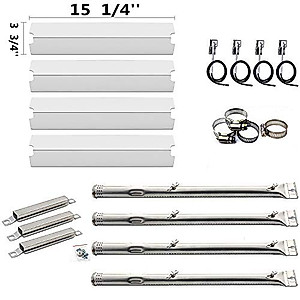 Grill Replacement Parts for Charbroil Commercial Series 463241113 463449914 Grill Parts, Stainless Heat Plate,Grill Burner Tube,Crossover Tube and Grill Igniters Replacement Kit for Charbroil 4 Burner