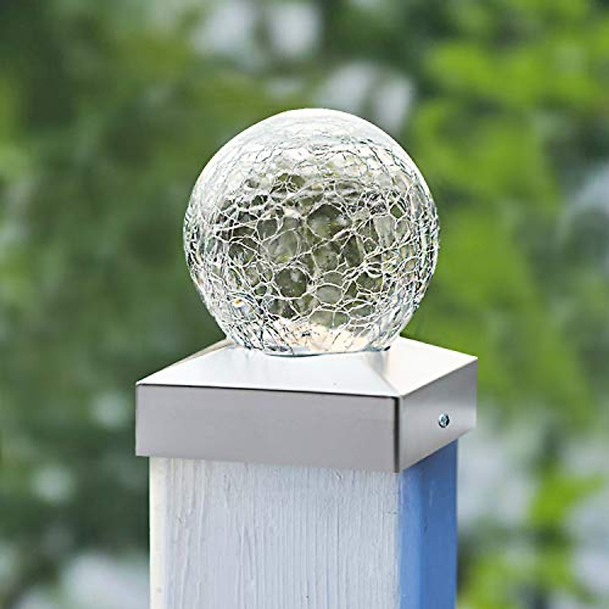 Solar Post Lights - Outdoor Post Cap Light for Fence Deck or Patio Garden Decoration- Solar Powered Gazing Ball Caps, LED Lighting, Lamp Fits 4x4 - White 4 Pack