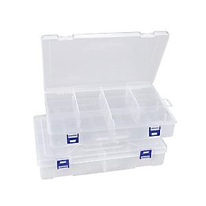 Beoccudo Tackle Box Beads Organizer Tackle Boxes with Dividers Plastic Storage Large 10 Grids Box Jewelry Compartment Container (10 Grids Box, 2 Pack)