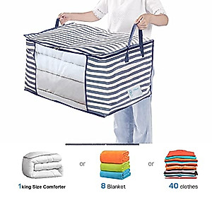 Fajyaz 105L Clothing Storage Bags, Blankets, And Quilts Storage Bags With Zippers(3 Pack)Foldable Organizer With Reinforced Handle，Clear Window