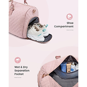 LOVEVOOK Travel Duffle Bag, Weekender Bag for Women with Toiletry Bag, Carry on Overnight Bag with Shoe Compartment, Gym Duffel Bag with Wet Pocket, Mommy Hospital Bags for Labor and Delivery