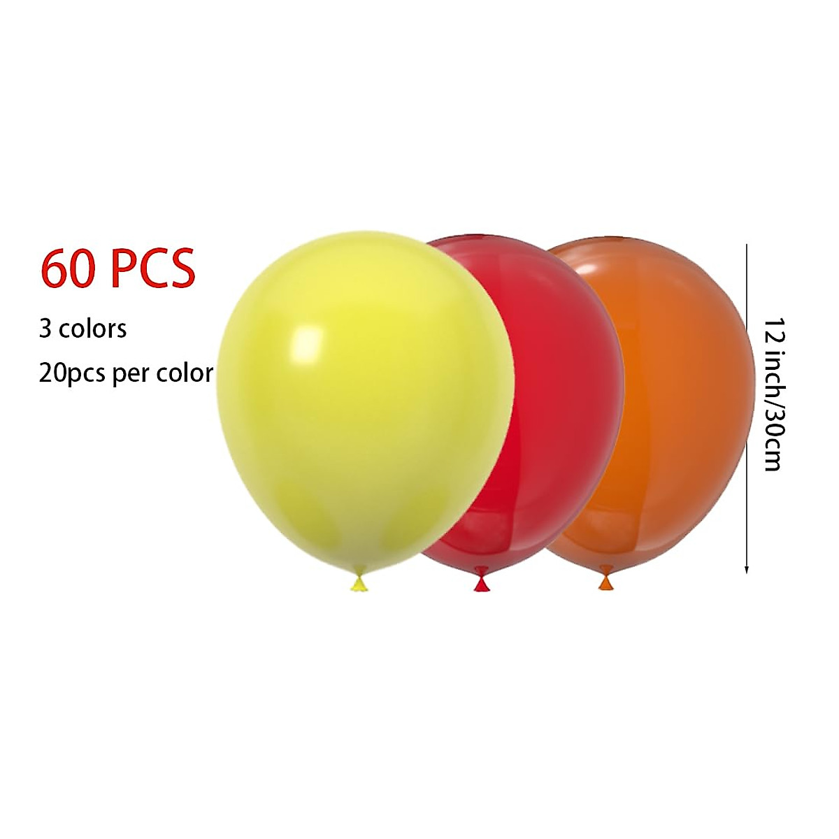 JODIDI 60 Pcs 12-Inch Latex Balloons in Yellow, Orange, and Red - Perfect for Thanksgiving Day, Valentine's Day, Graduations, Birthday, Fall Celebrations,Baby Shower, and Party Decorations