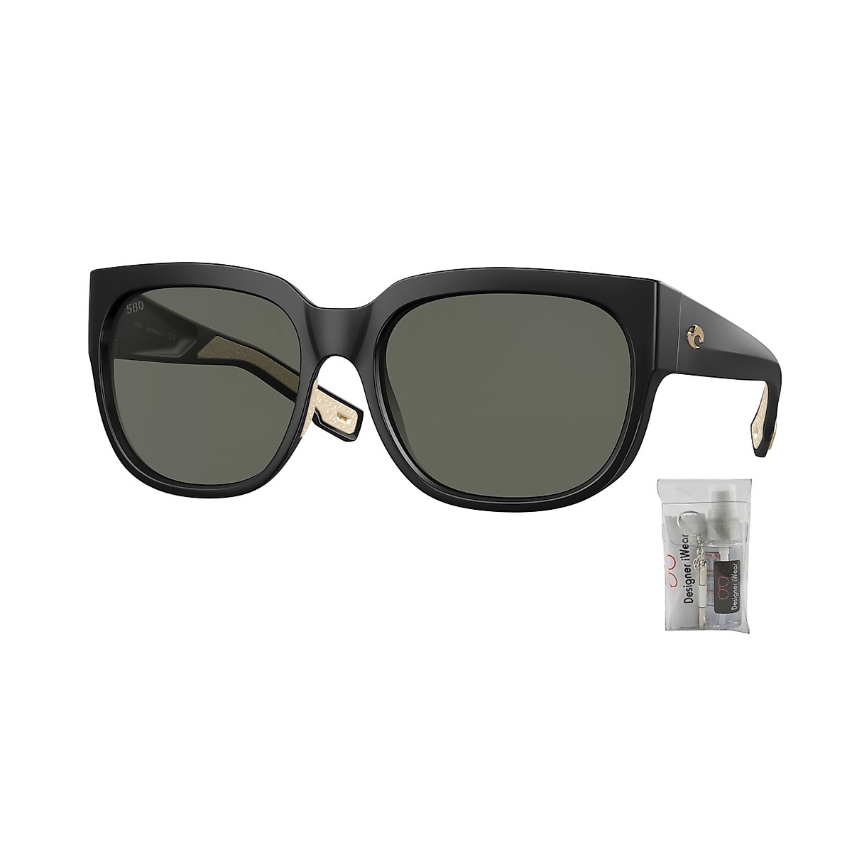 Costa Woman Sunglasses Shiny Usa White Frame, Gray Lenses, 58MM